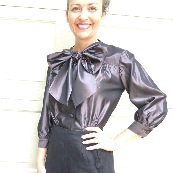 Vintage | Tops | 94s Taffeta Peplum Blouse 40s Top Xs S | Poshmark